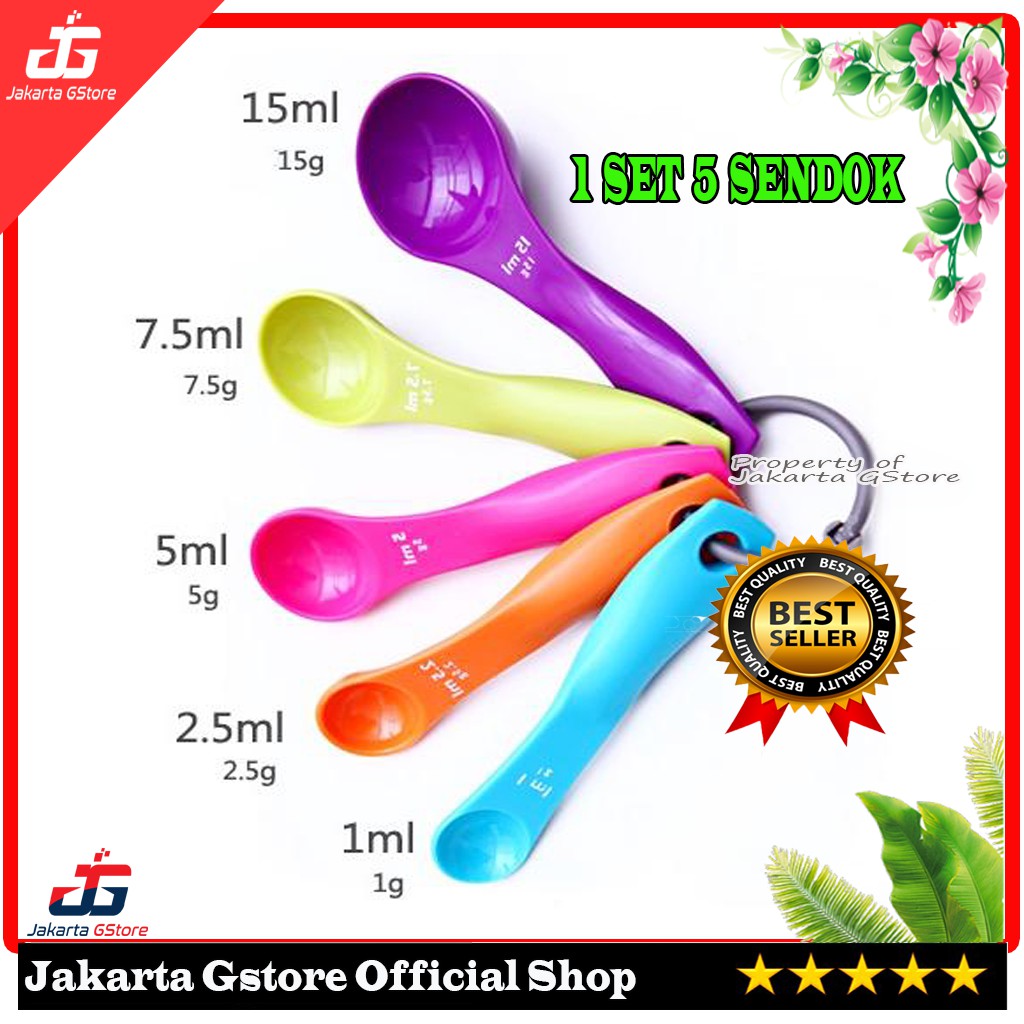 Jual Sendok Takar Measuring Spoon Sendok Takaran 1 Set Dapat 5 Sendok ...