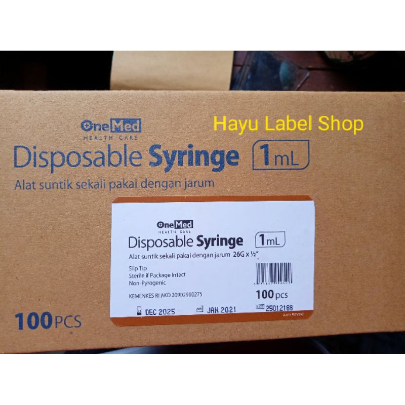Jual syringe onemed 1 cc / spuit onemed 1cc | Shopee Indonesia