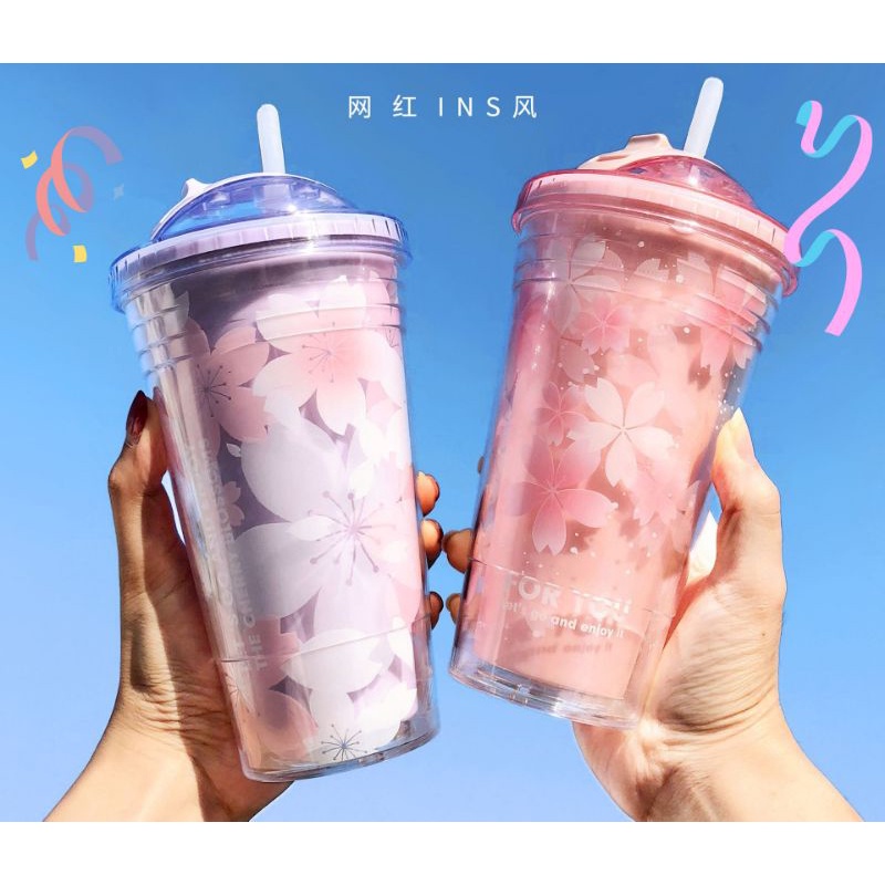 Jual tumbler sakura 450ML /botol minum bunga sedotan | Shopee Indonesia