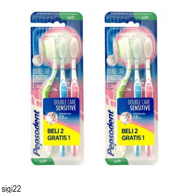 Jual Pepsodent Double Care Sensitive / Clean Soft Multipack Toothbrush ...
