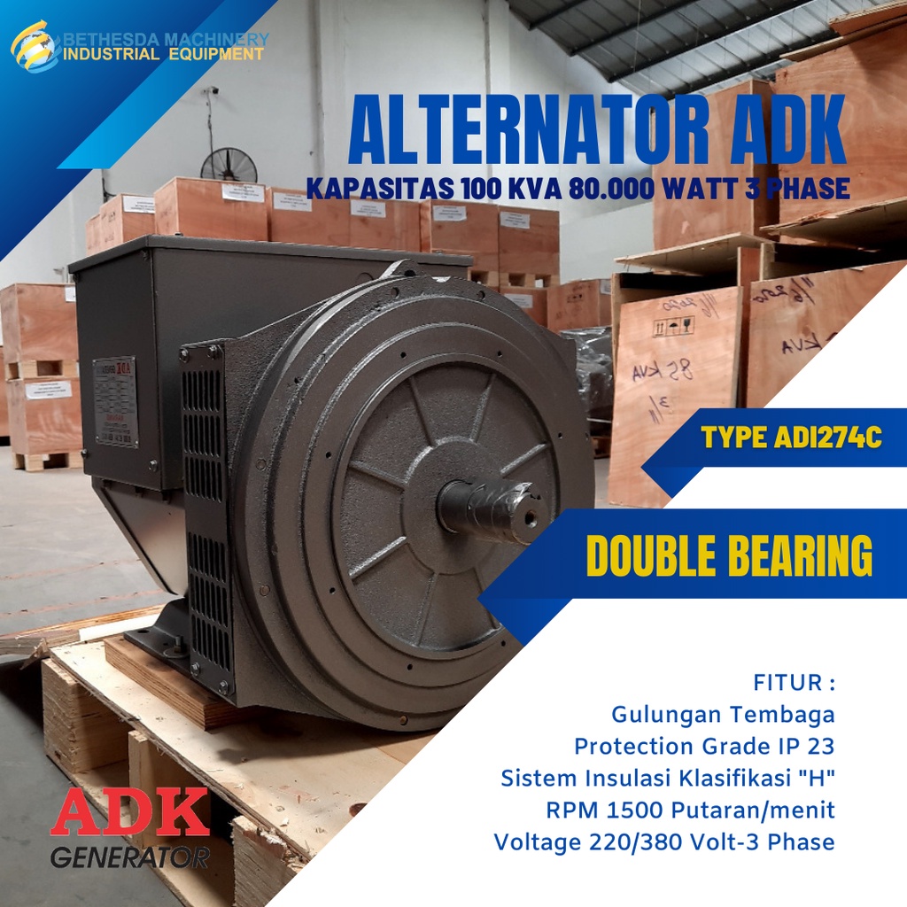 Jual ADK Generator 11 16 22 27 31 40 50 60 85 100 KVA Double Bearing ...