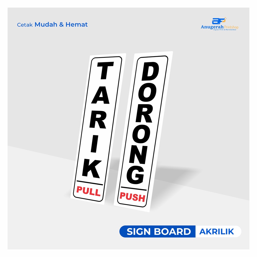 Jual Tarik Dorong / Push Pull Sign Board Acrylic 20 x 5 cm (Satu Set ...