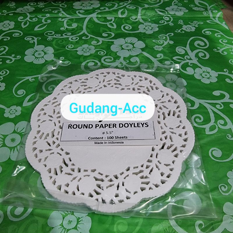 Jual Kertas Doilies Paper Round uk 5,5 inchi Flower MG White isi 100 ...