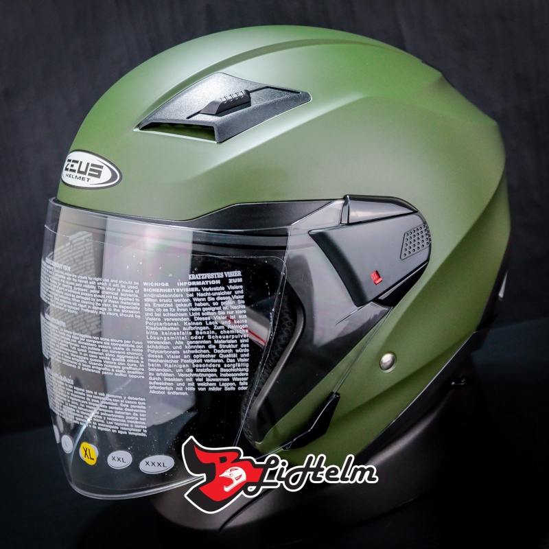 Jual HELM ZEUS ZS 611 SOLID FLAT GREEN | HALF FACE ZS611ORIGINAL ...