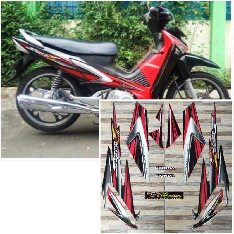 Jual striping original Honda Supra X 125 D merah hitam tahun 2006 2007 ...