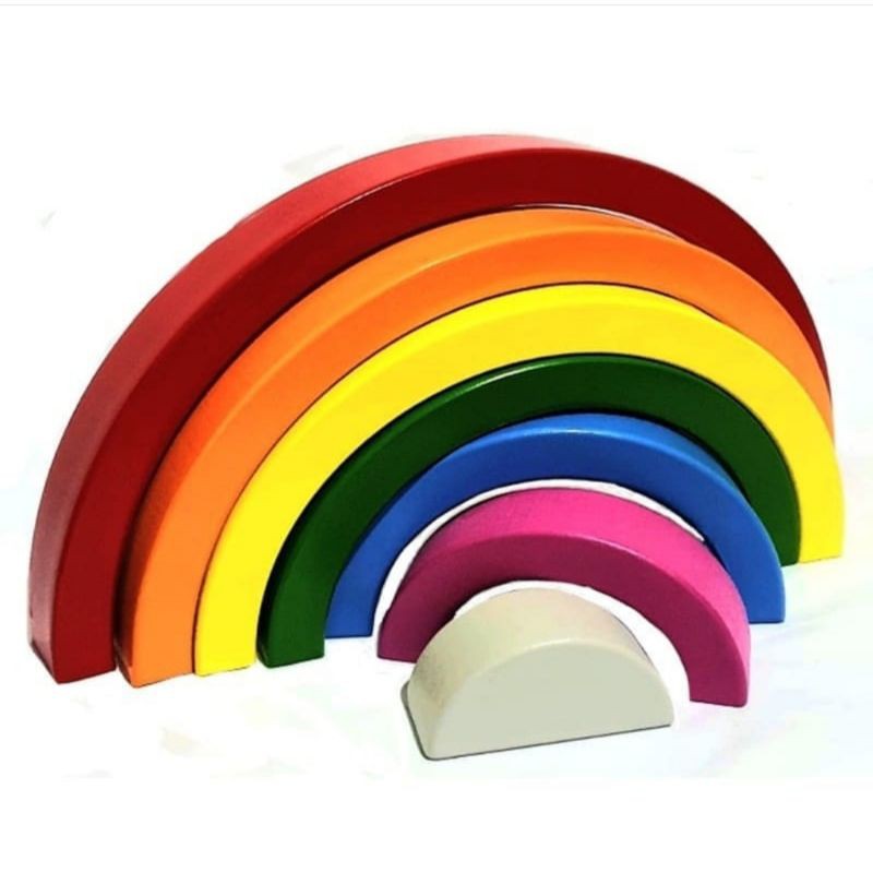 Jual Mainan edukasi kayu Rainbow building blocks Montessori Rainbow ...