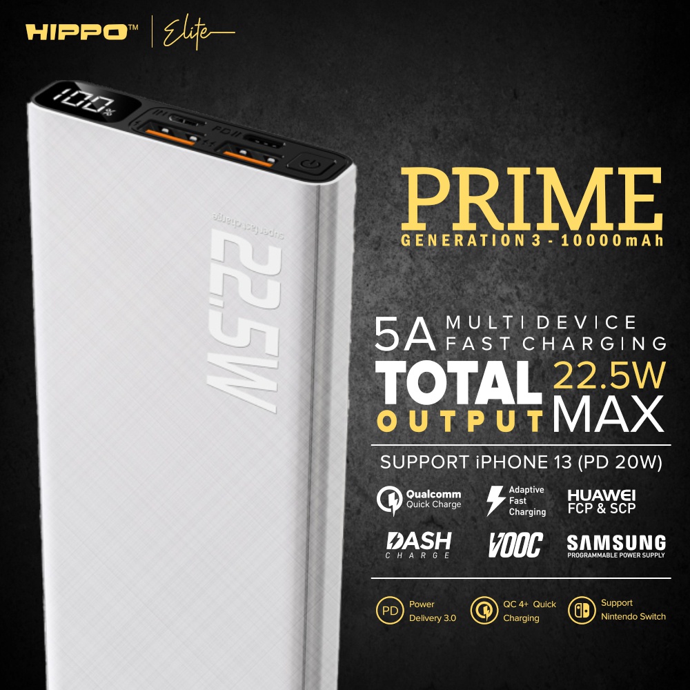 Jual Hippo Power Bank PRIME Gen 3 - Quick Charging 5A VVOC PD 20W ...