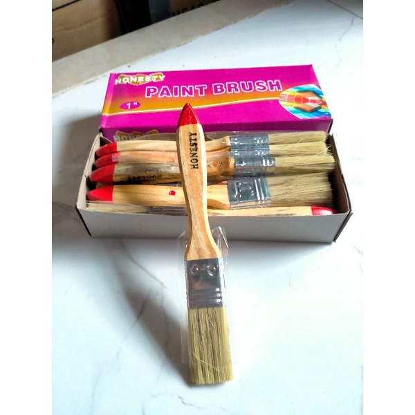 Jual kuas cat gagang kayu 1 inchi 1box 12pcs koas cet 1lusin | Shopee ...