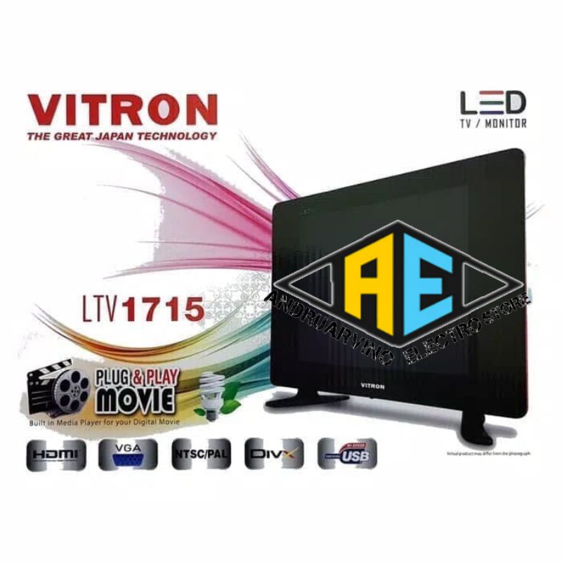 Jual LED TV VITRON 17 Inch LTV 1715 P2 / LTV1715 USB MOVIE HDMI | Shopee Indonesia