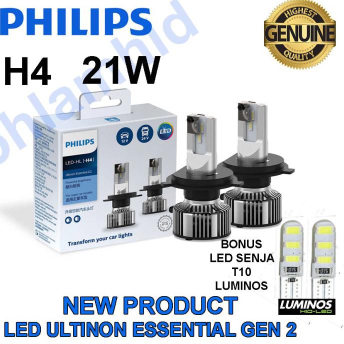 Jual LAMPU LED PHILIPS H4 Hi Lo ULTINON ESSENTIAL G2 HEADLAMP (putih) | Shopee Indonesia