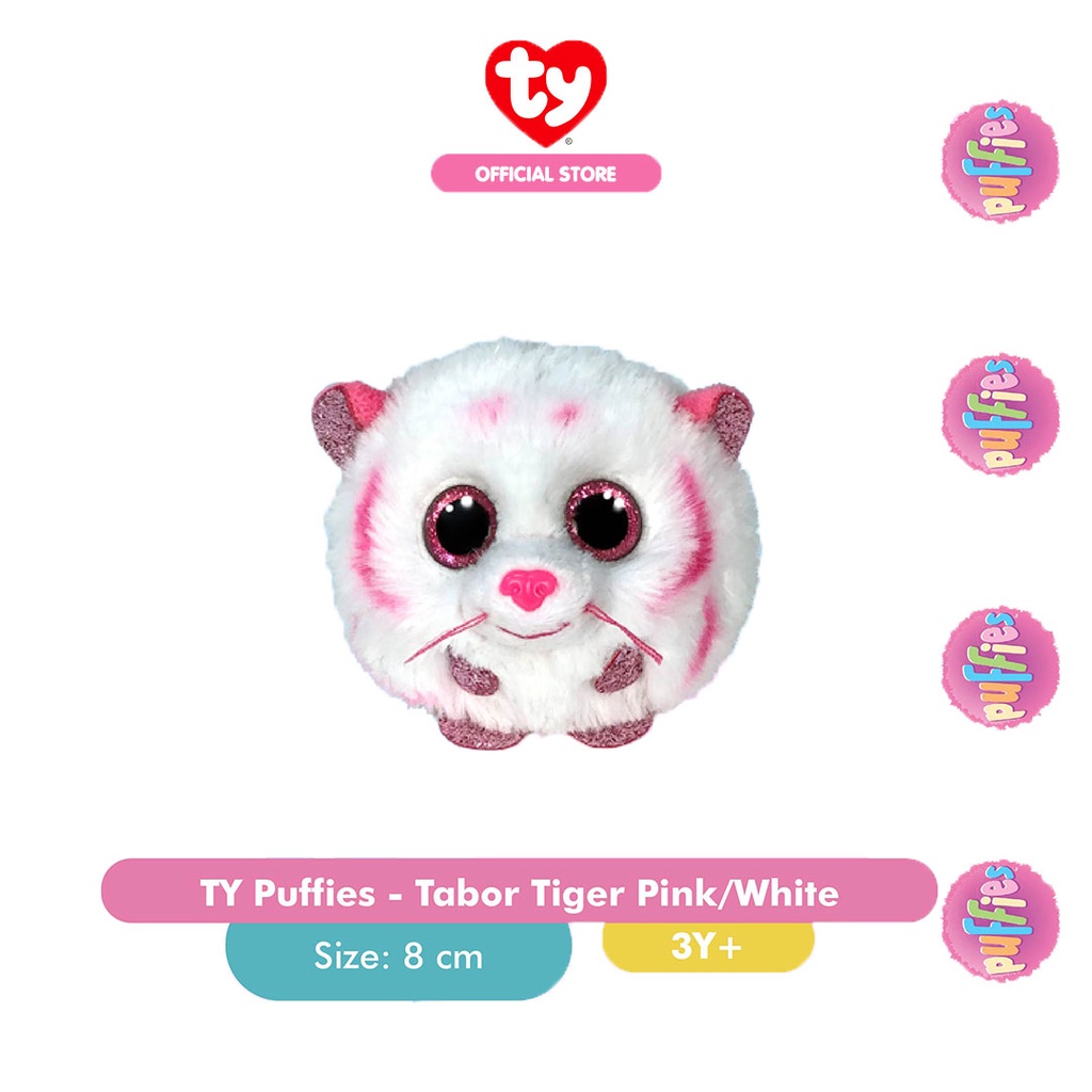 Jual TY Puffies Tabor Tiger Pink/White - Boneka Harimau Putih | Shopee ...