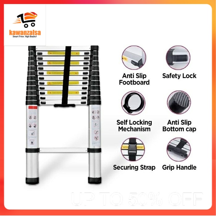 Jual Tangga Single Teleskopik DENKO TLA-13 Telescopic Ladder 13 Steps 3 ...
