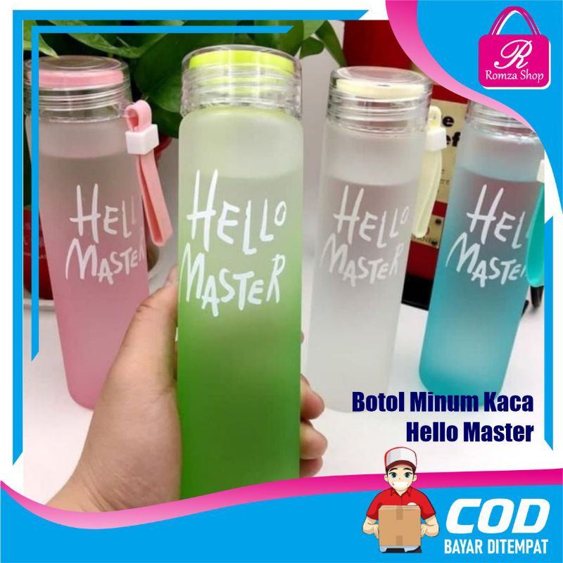 Jual Botol minum kaca hello master / botol kaca travel / botol jus ...