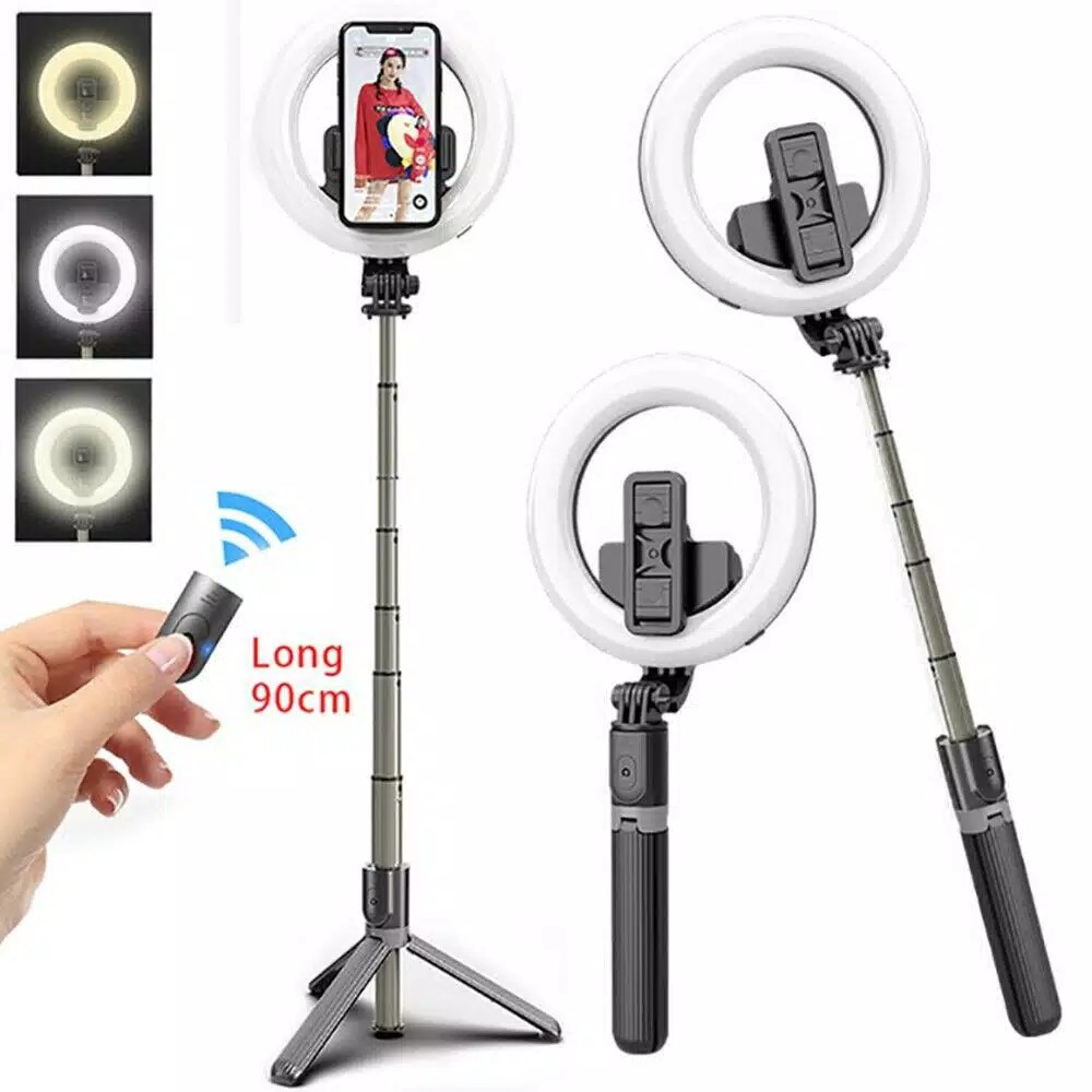 Jual Tongsis Tripod LED Ringlight Bluetooth Selfie Stick L07 / Tongsis ...