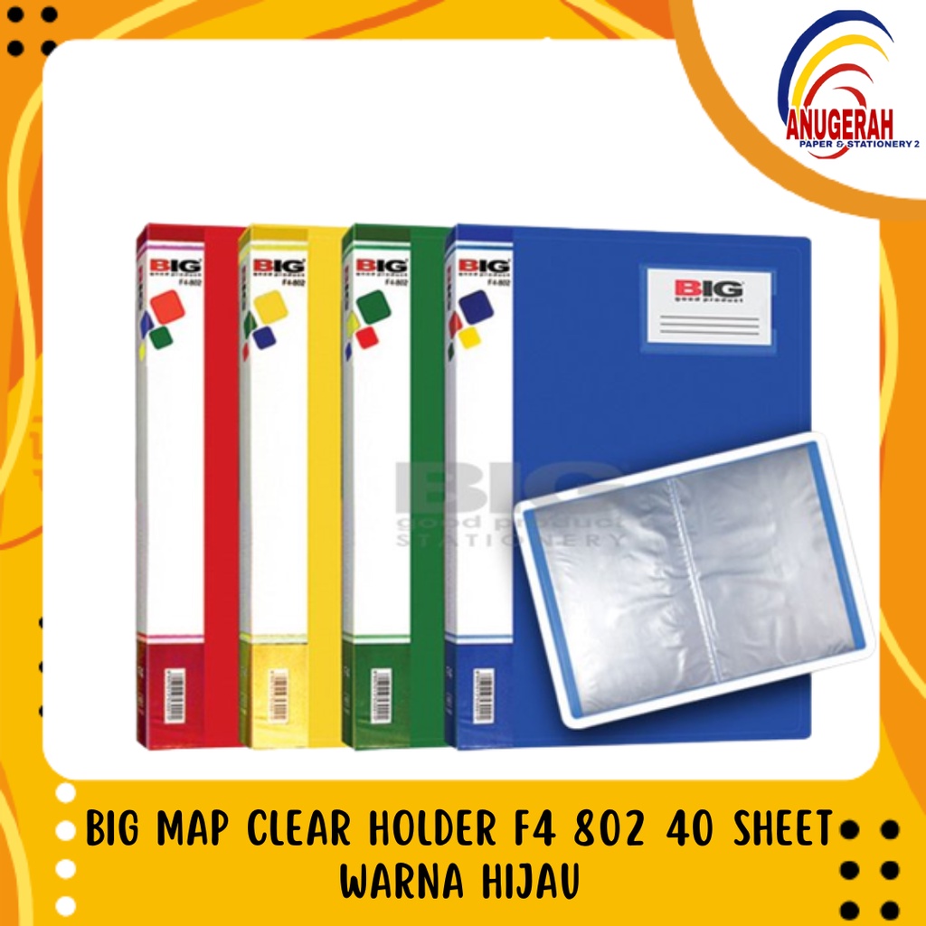 Jual BIG MAP CLEAR HOLDER F4 802 40 SHEET WARNA HIJAU (PCS) | Shopee ...