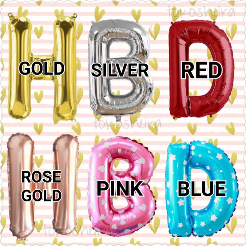 Jual Balon Foil Huruf HBD Merah Gold 40cm 16Inch Balon Dekorasi Pesta ...