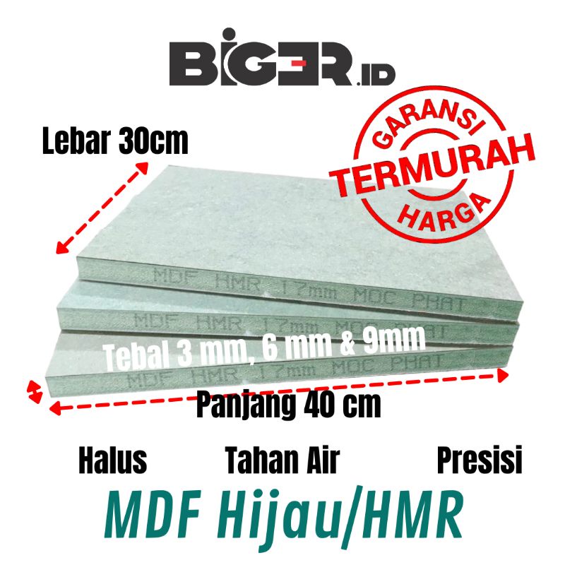Jual MFD Hijau 30X40 Papan Kayu HMR polos 30cmX40cm Bahan MDF Hijau ...