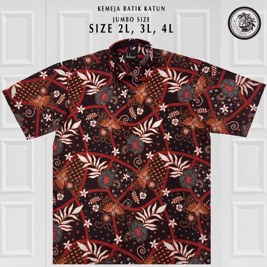 Jual KJ02134 Kemeja Batik JUMBO Lengan Pendek (SIZE 2L,3L,4L) | Shopee Indonesia