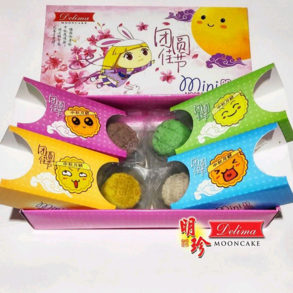Jual Kue Bulan Kristal Mini 4 Warna DELIMA MOONCAKE isi 8 pcs/box Kue Bulan Halal Mini Snowskin ...