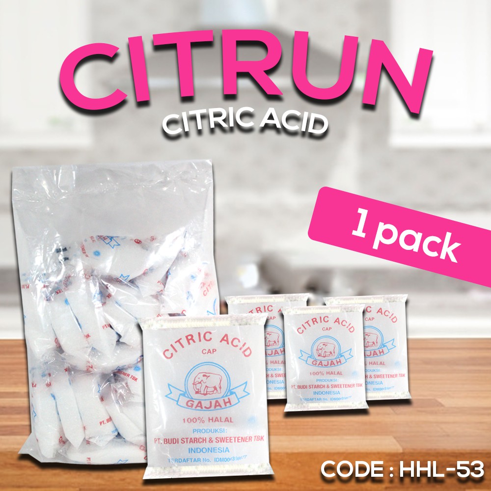 Jual Pemutih Pembersih Citrun Citrid Acid Cap Gajah 50gram Isi 20pcs 1 ...