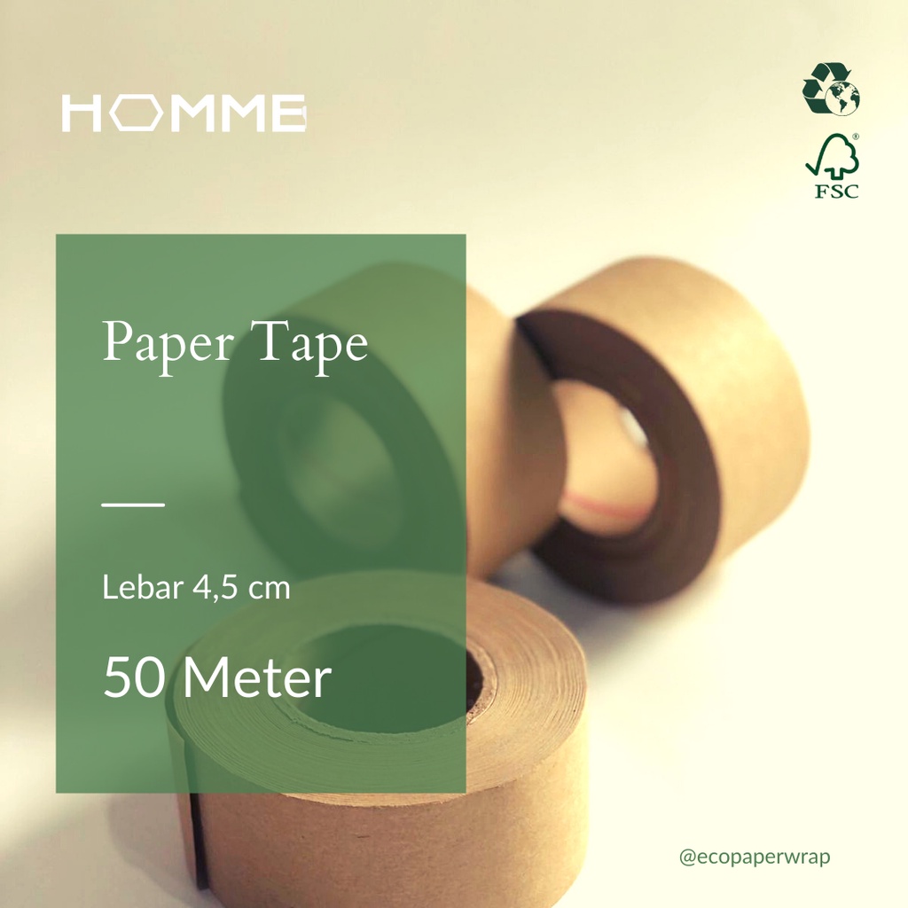 Jual Reinforced water activated kraft papertape lakban kertas roll 50M ...
