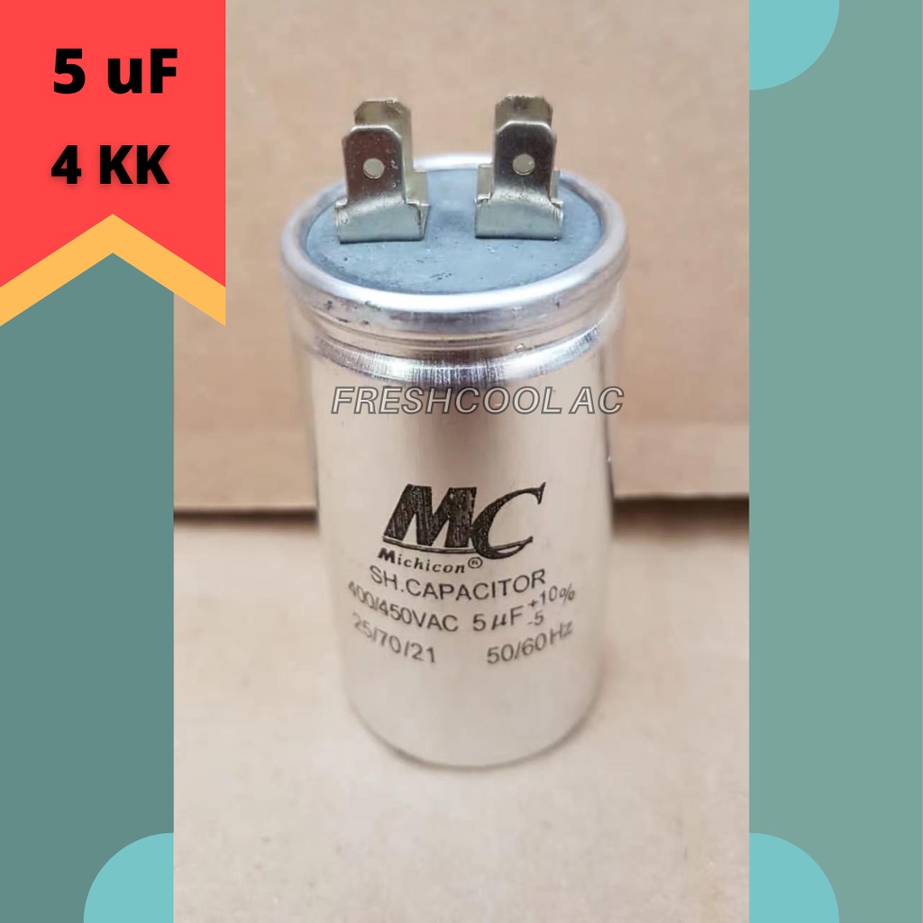 Jual KAPASITOR AC / CAPACITOR AC ( MERK MC) 5 uF / 5 MIKRO, 4 KAKI | Shopee Indonesia