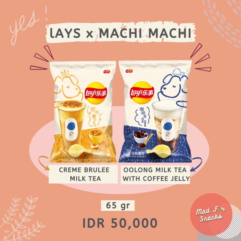 Jual Lays X Machi Machi (Creme Brulee Milk Tea & Oolong Milk Tea with Coffee Jelly) | Shopee ...