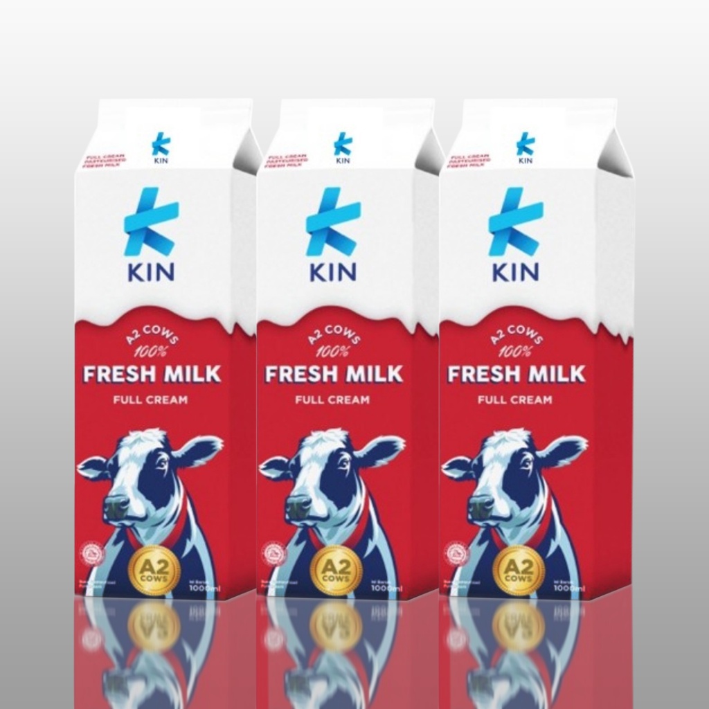 Jual SUSU KIN FRESH MILK PASTEURISED FULL CREAM 1000 ML PACK (isi 1 ...