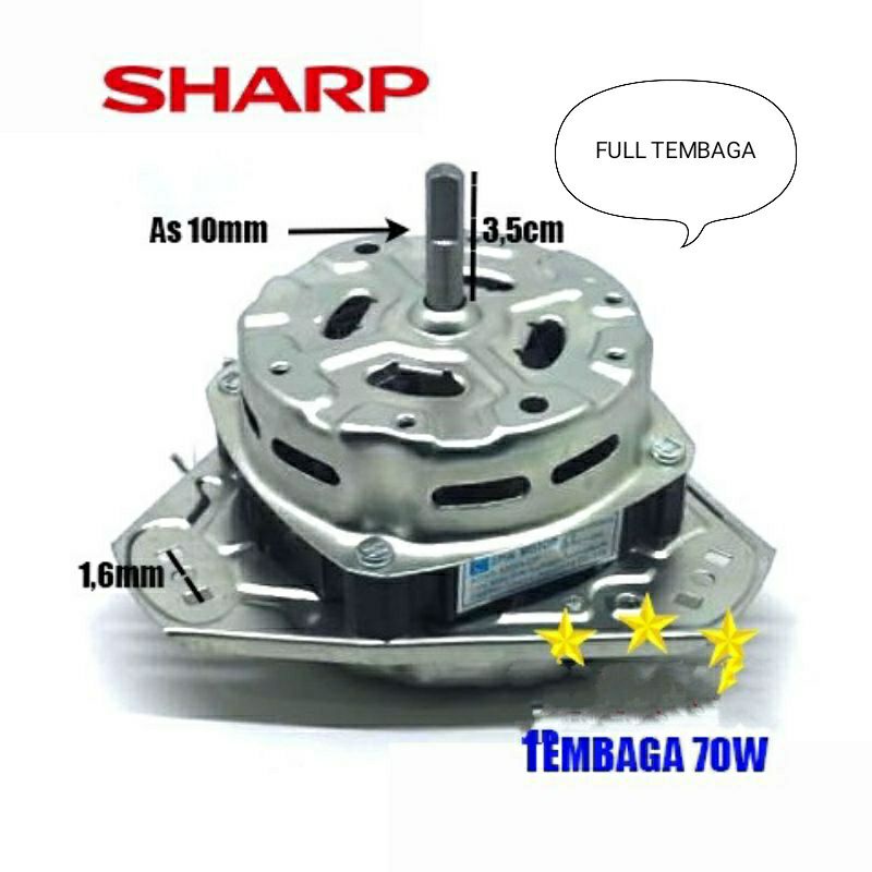 Jual Dinamo SPIN 70W SHARP TEMBAGA Motor Mesin Cuci Pengering Diameter as 10 mm | Shopee Indonesia