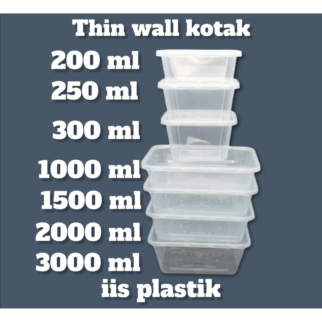 Jual Thinwall kotak 200 ml, 250 ml, 350 ml, 1000 ml, 1500 ml, 2000 ml, 3000 ml isi 25 pcs ...