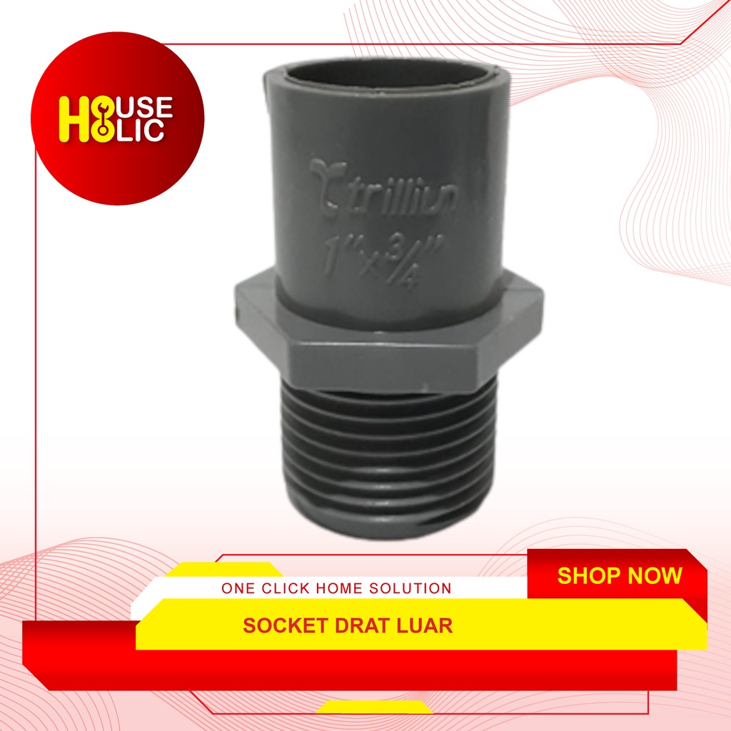 Jual Sok Drat Luar Pvc 1" x 3/4" Inch / Fauset Socket Sock Fitting ...
