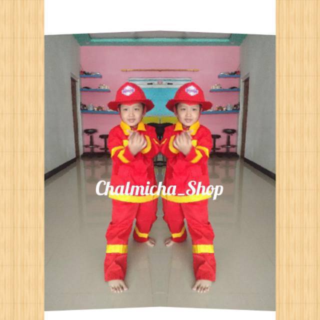 Jual Baju stelan Kostum Seragam Karnaval Anak Profesi Pemadam Kebakaran ...
