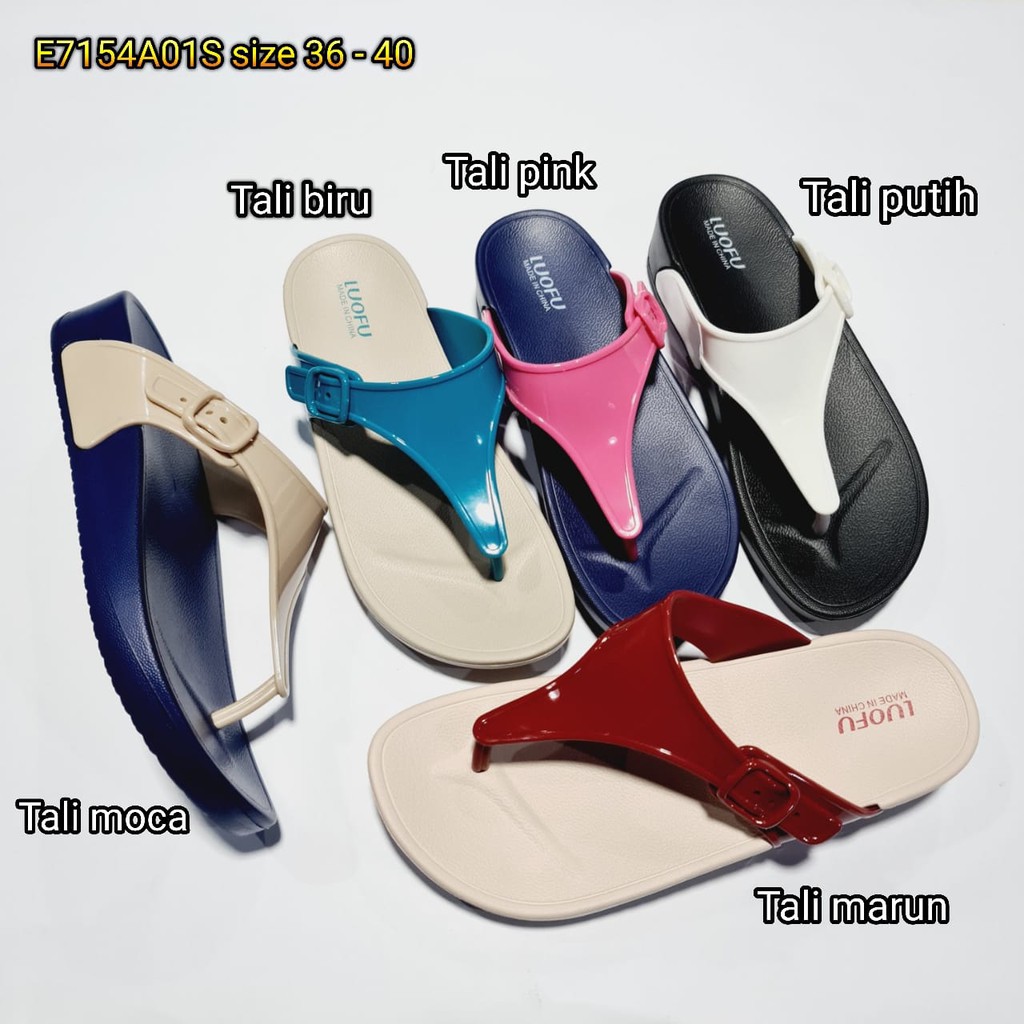 Jual e7154A01S LUOFU ORIGINAL Jelly sandal karet empuk murah wanita ...