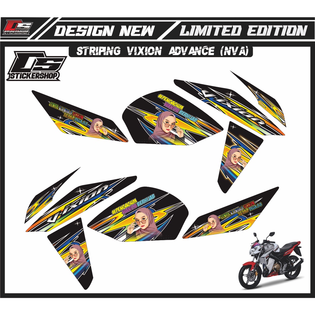 Jual striping vixion advance/striping vixion custom warna hitam ...