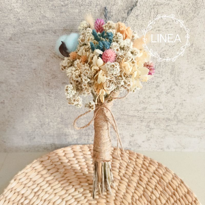 Jual Hand Bouquet Bunga Kering Buket Prewed Bunga Edelweis Cotton ...
