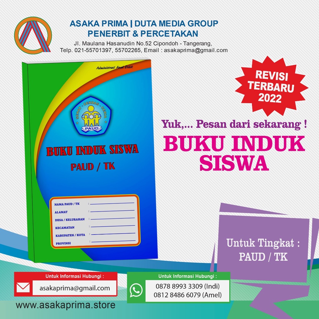 Jual JUAL Buku Induk PAUD Tk K13 ( 50 siswa ) | Shopee Indonesia