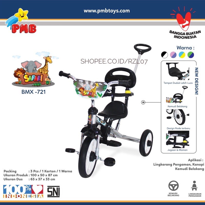 Jual GOSEND SMG Tricycle Stir full nikel crom sepeda roda tiga anak ...