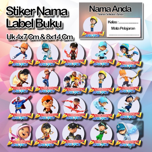 Jual Stiker Label Buku boboiboy boboi Kartun gopal ling yaya animasi ...