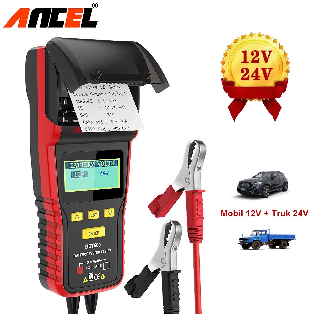 Jual Ancel BST500 12V 24V Mobil Baterai Tester Analyzer Otomotif Mobil ...