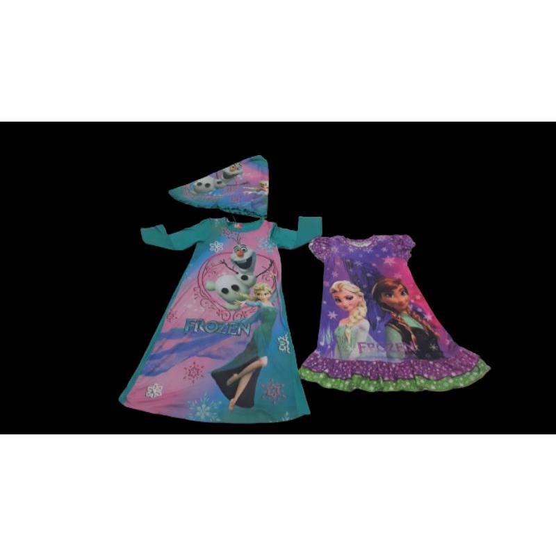 Jual Paket Gamis + Daster Frozen Preloved (lengkap jilbab) | Shopee ...