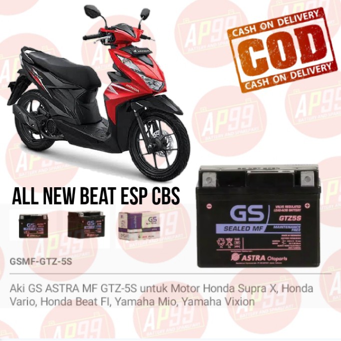 Jual AKI MOTOR HONDA ALL NEW BEAT ESP CBS ACCU KERING GTZ5S KERING MF GS ASTRA ASLI GTZ-5S ...