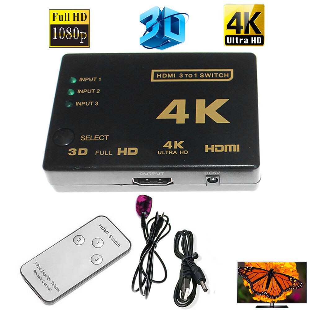 Jual HDMI Switcher 4K Ultra HD 3 in 1 plus remote | Shopee Indonesia