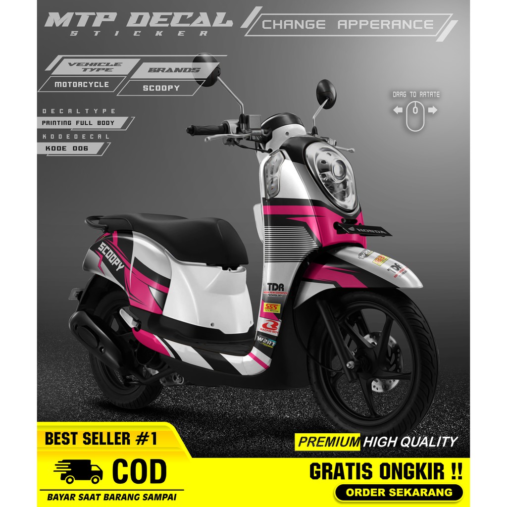 Jual (COD) Decal Stiker Scoopy 2013-2016 lama Dekal Sticker Scoopy full ...