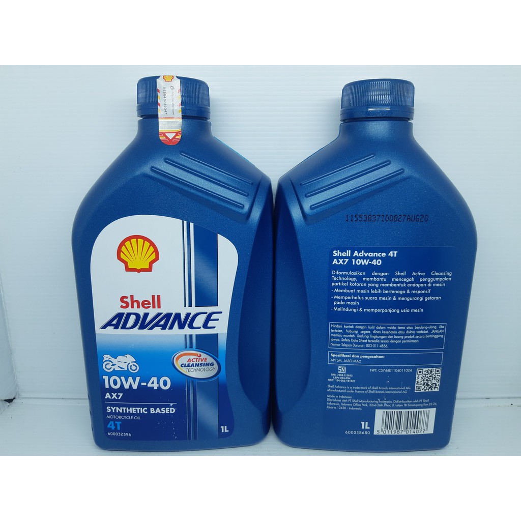 Jual OLI MESIN SHELL ADVANCE AX7 4T SAE 10W-40 1000ML (DIJAMIN ASLI ...