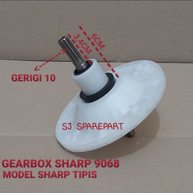 Jual GEARBOX MESIN CUCI SHARP GERIGI 10 TIPIS / GEARBOX SHARP 9068 ...