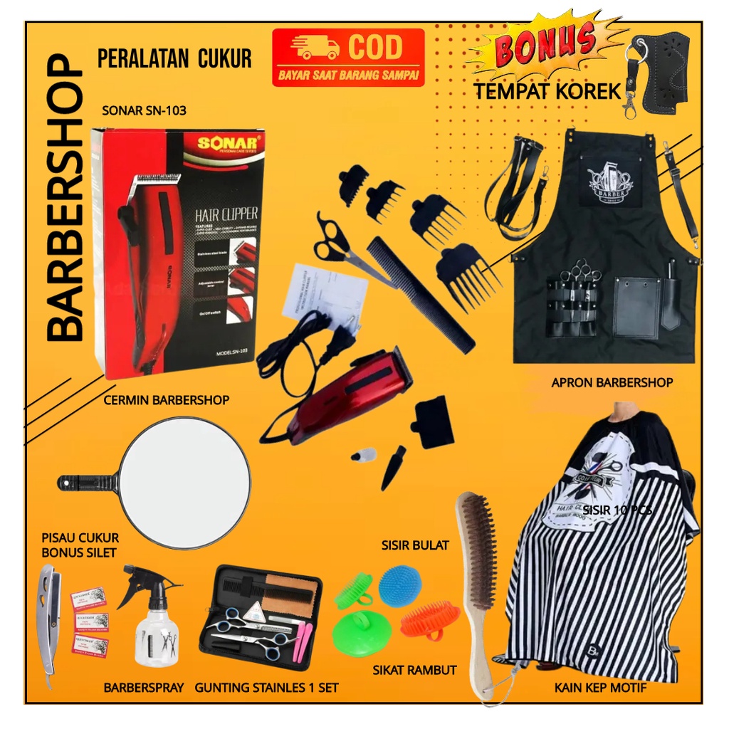 Jual Barber Paket Lengkap Peralatan Usaha Cukur Rambut Alat cukur ...