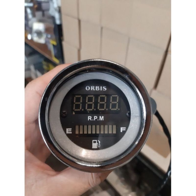 Jual RPM + AMPER BENSIN DIGITAL SPIDOMETER BULAT CHROME KOMBINASI ...