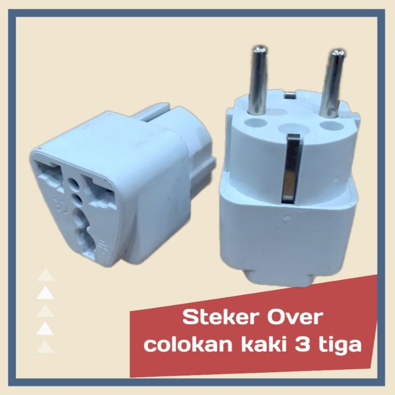 Jual Steker Over colokan kaki 3 tiga ke kaki 2 dua stop kontak | Shopee ...