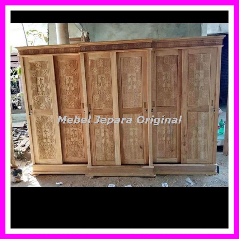 Jual Lemari pakaian besar pintu 6 slide kayu jati - Almari pakaian ...