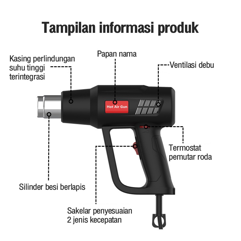 Jual Reaim Heat Gun Air Hot Gun 220V Heat Gun Alat Pemanas H&L Pro ...